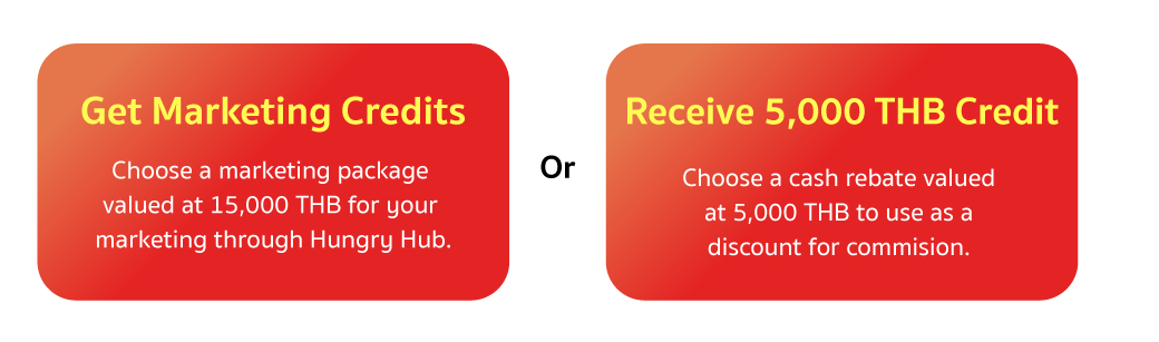 Refer restaurants to join Hungry Hub, receive up to 15,000 Baht